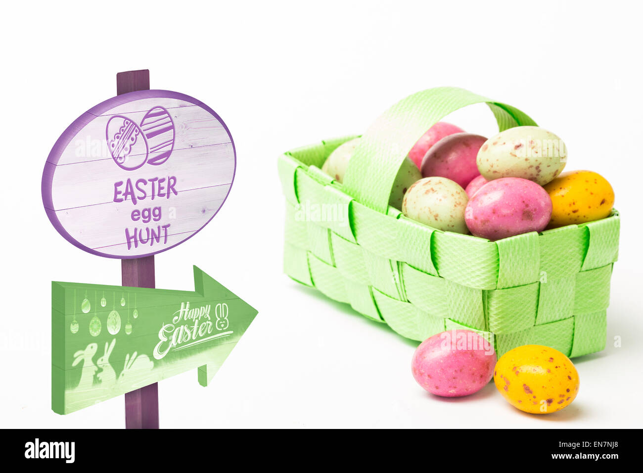 Composite image of easter egg hunt sign Stock Photo - Alamy