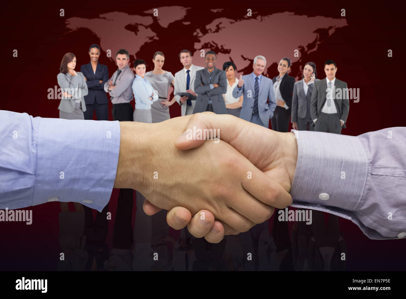 Shake hands world map hi-res stock photography and images - Alamy