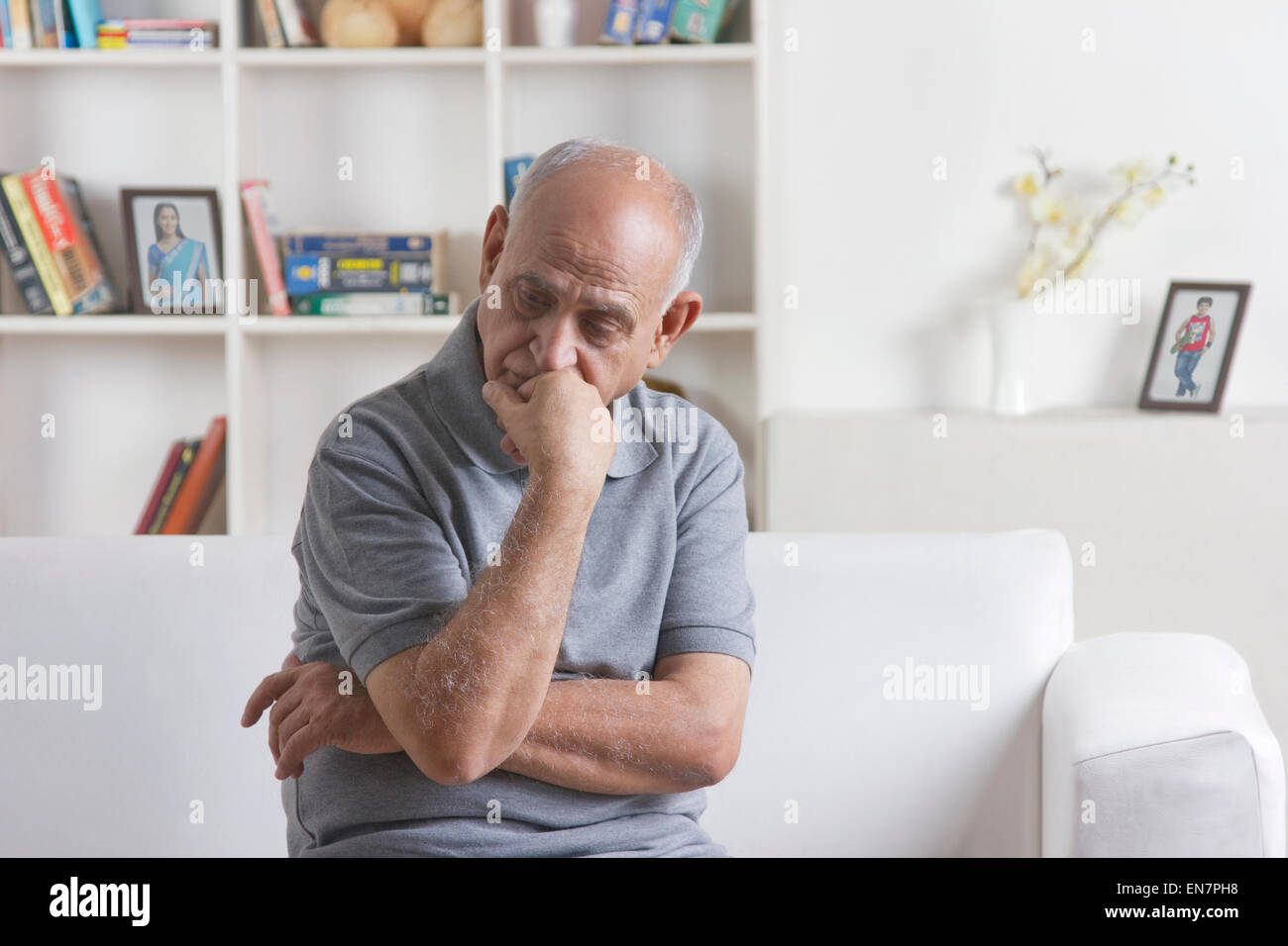 Old man thinking Stock Photo - Alamy