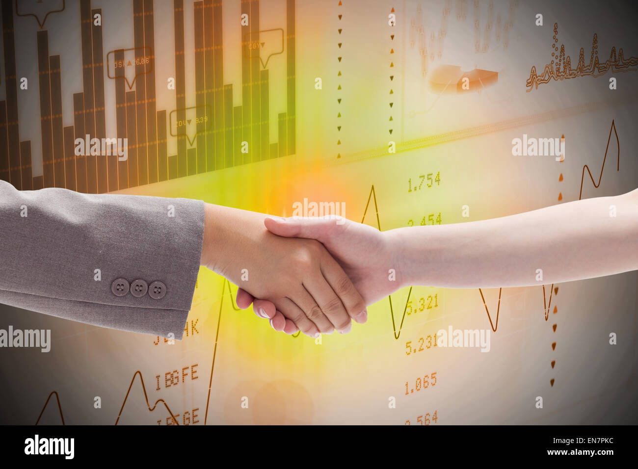 Computer handshake woman hi-res stock photography and images - Alamy