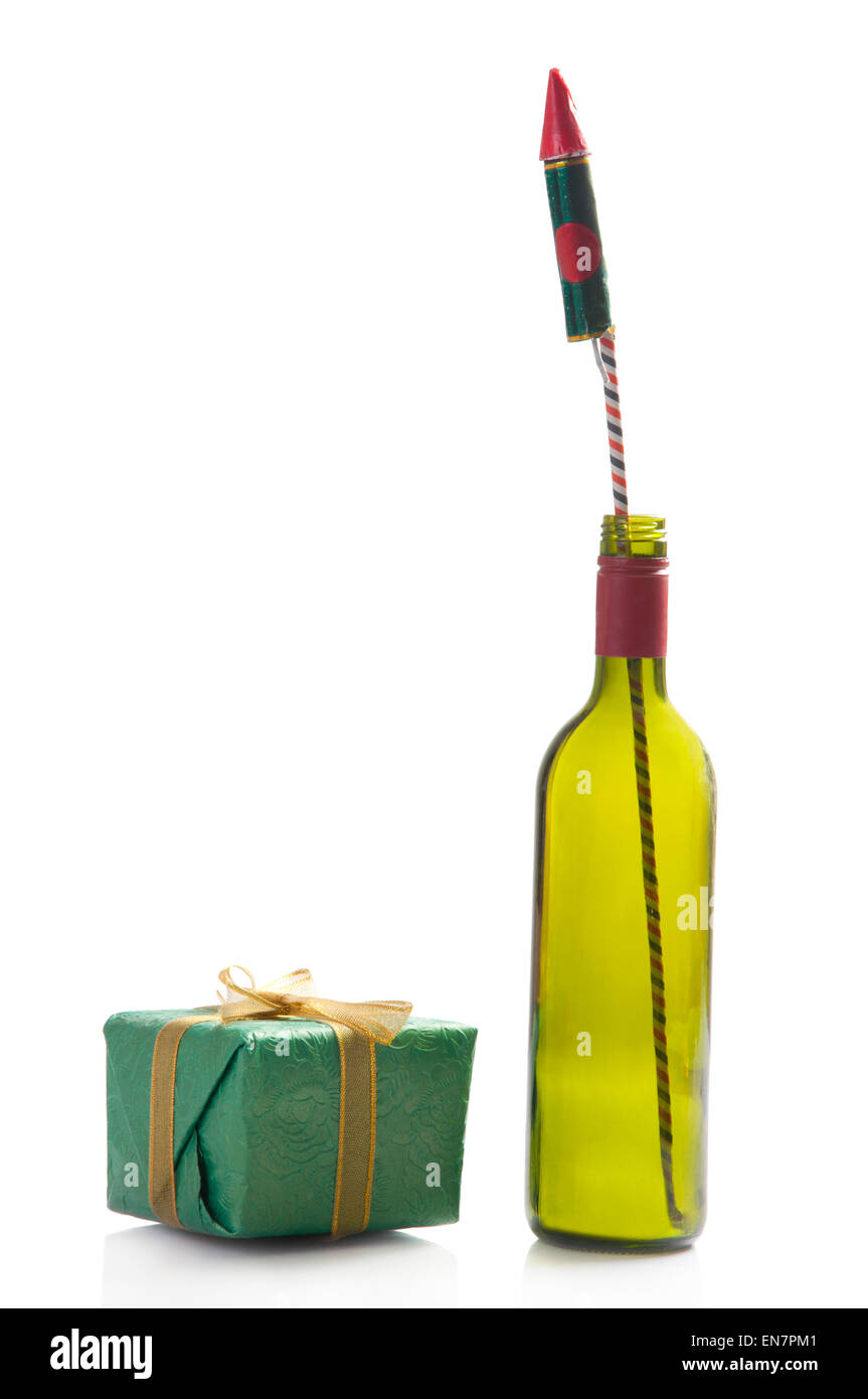 Rocket firecrackers in a pot Stock Photo - Alamy