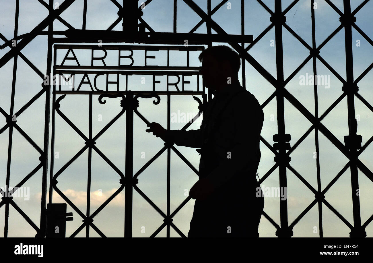 Dachau, Germany. 29th Apr, 2015. Metal workers install the ...