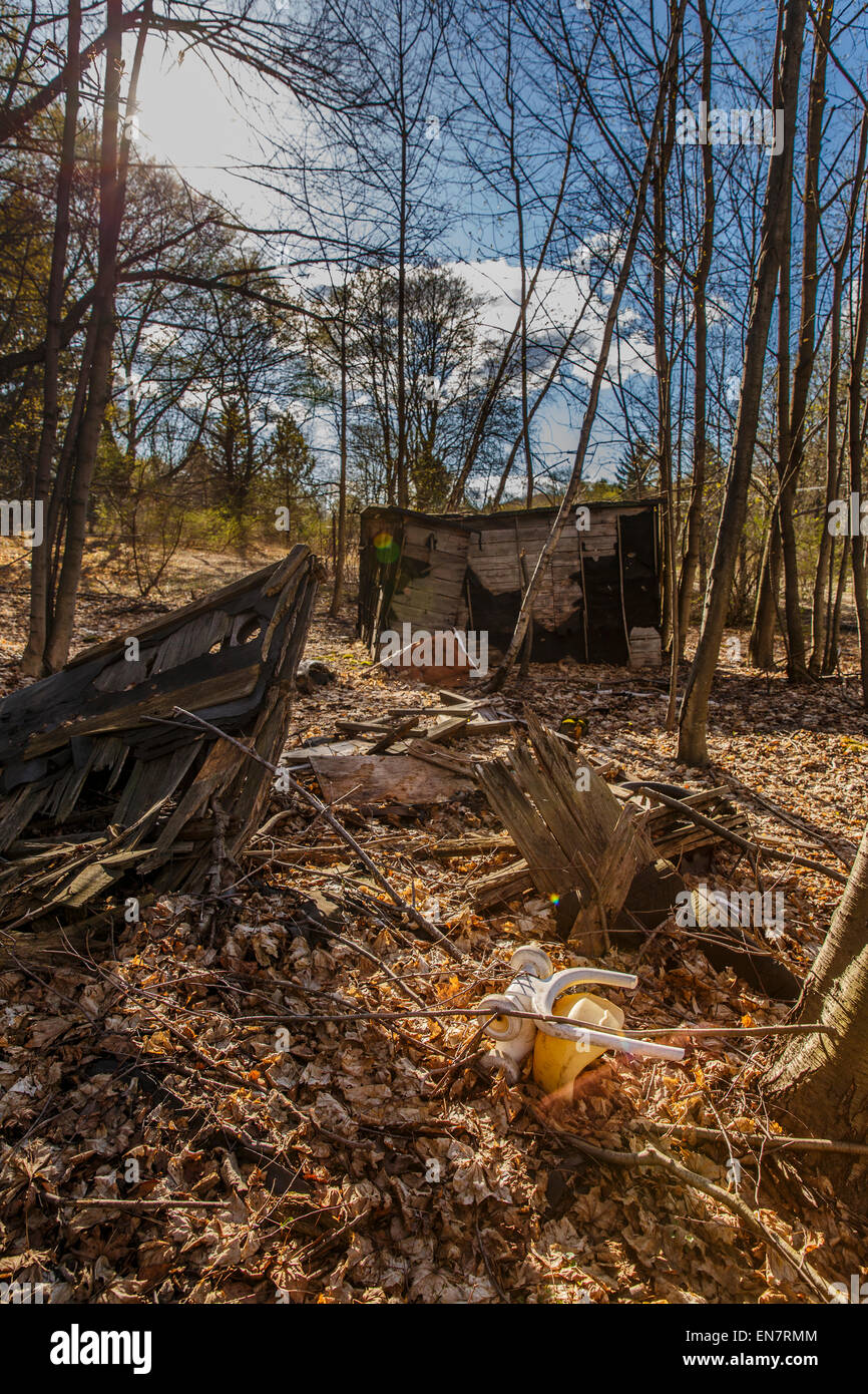 Abandoned shelter in Centralia, Pennsylvania where a mine fire that ...