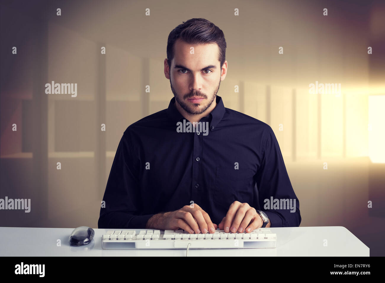 Serious typing hi-res stock photography and images - Alamy