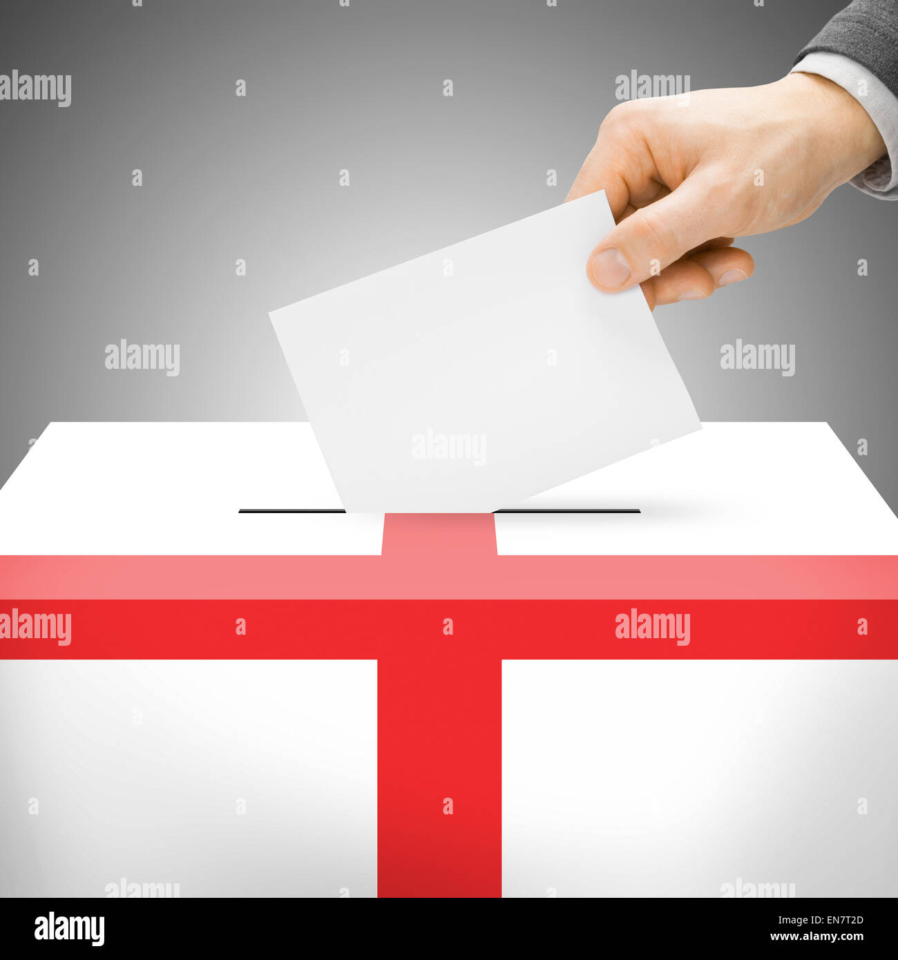 Ballot box painted into national flag colors - England Stock Photo - Alamy