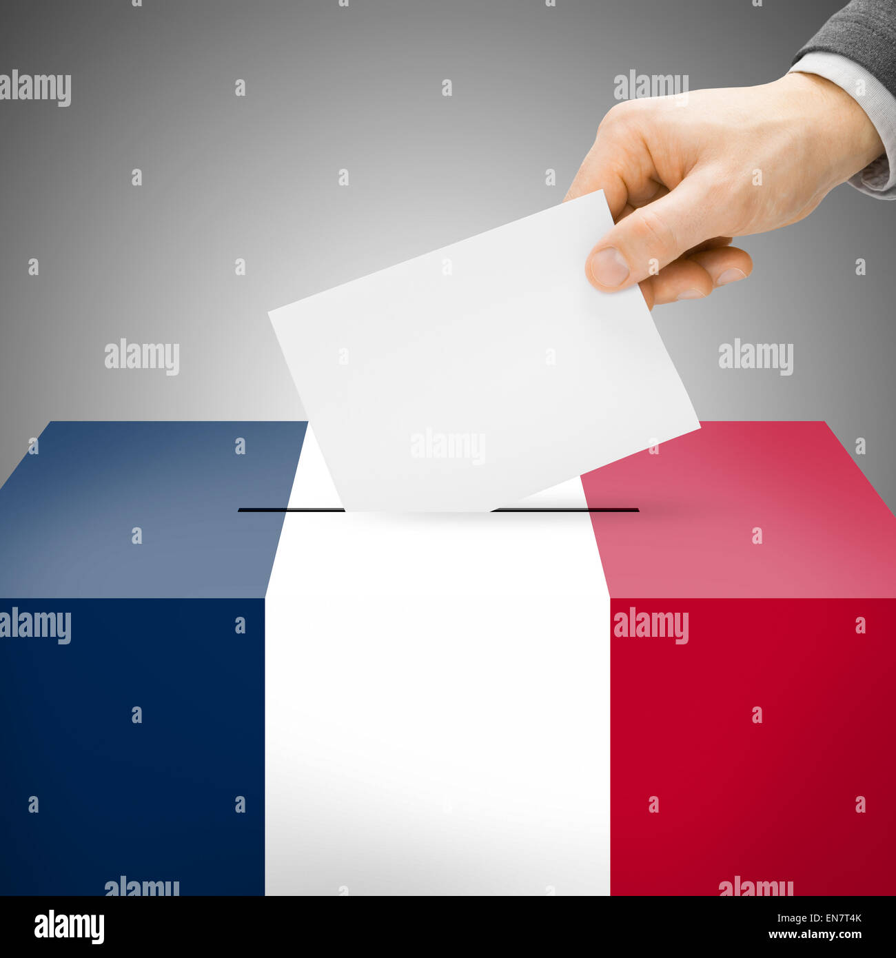 Ballot box painted into national flag colors - France Stock Photo - Alamy