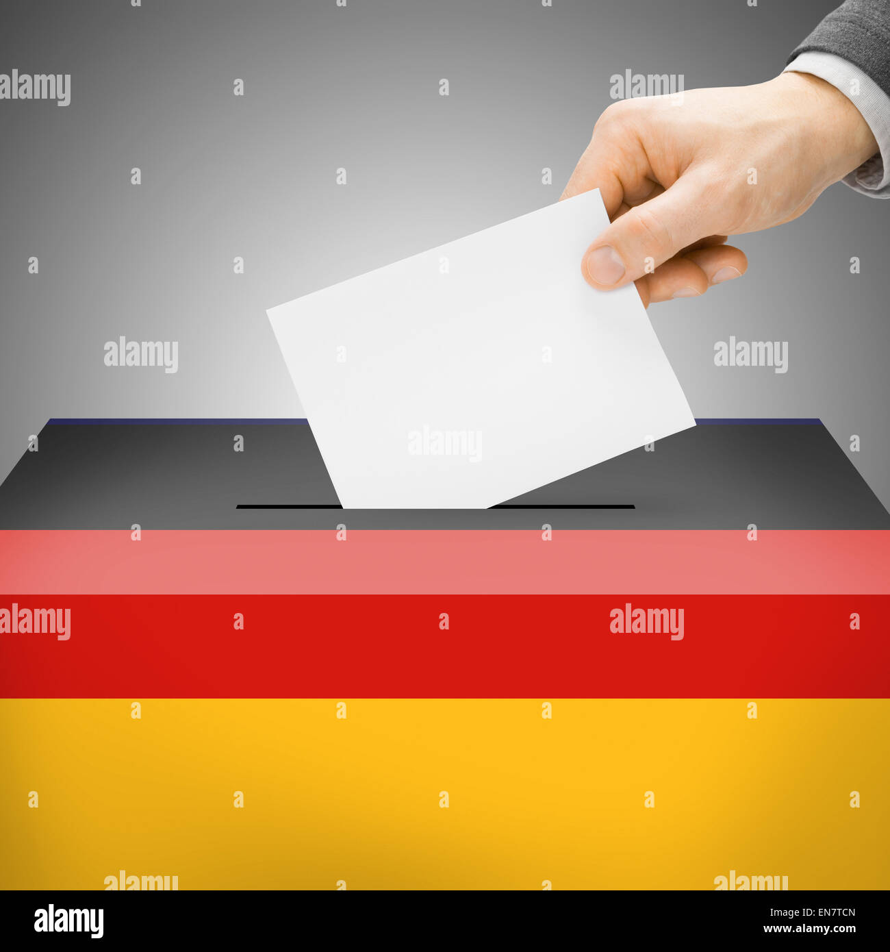 Ballot box painted into national flag colors - Germany Stock Photo - Alamy