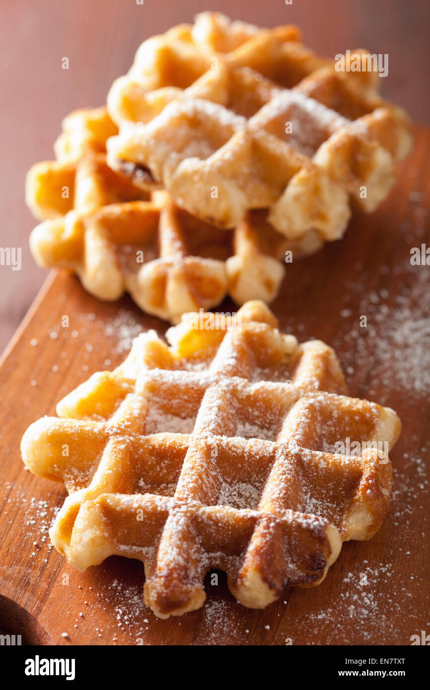 belgian waffles with icing sugar Stock Photo - Alamy