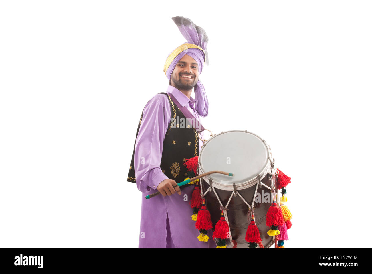 Portrait of Sikh man playing on drums Stock Photo - Alamy