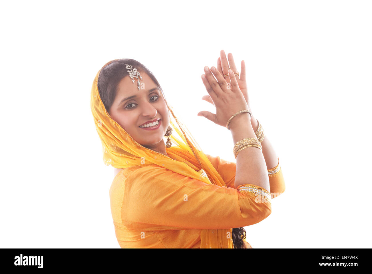Portrait of Sikh woman doing bhangra dance Stock Photo - Alamy