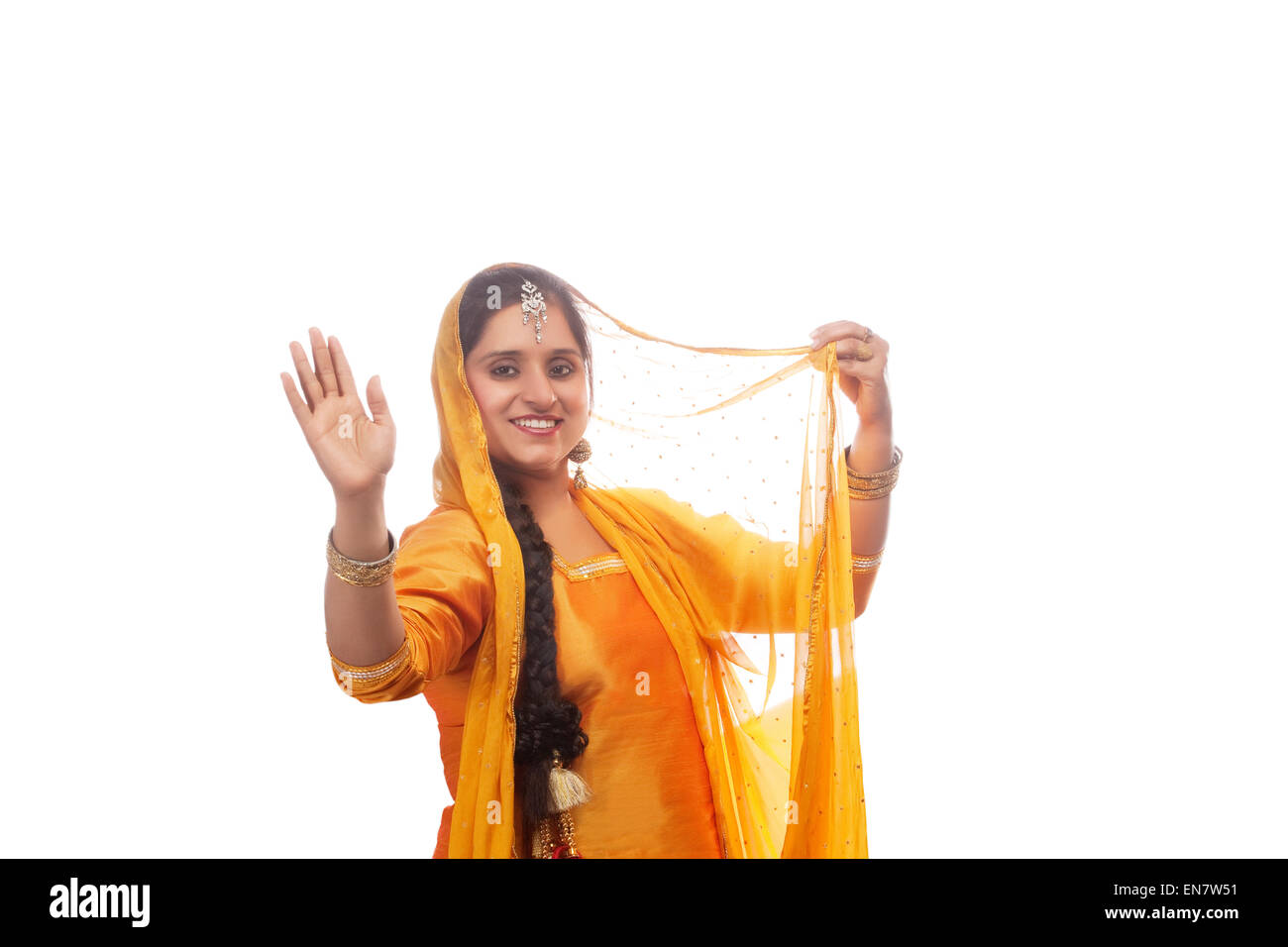 Portrait of Sikh woman doing bhangra dance Stock Photo - Alamy