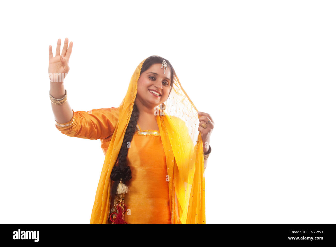 Portrait of Sikh woman doing bhangra dance Stock Photo - Alamy