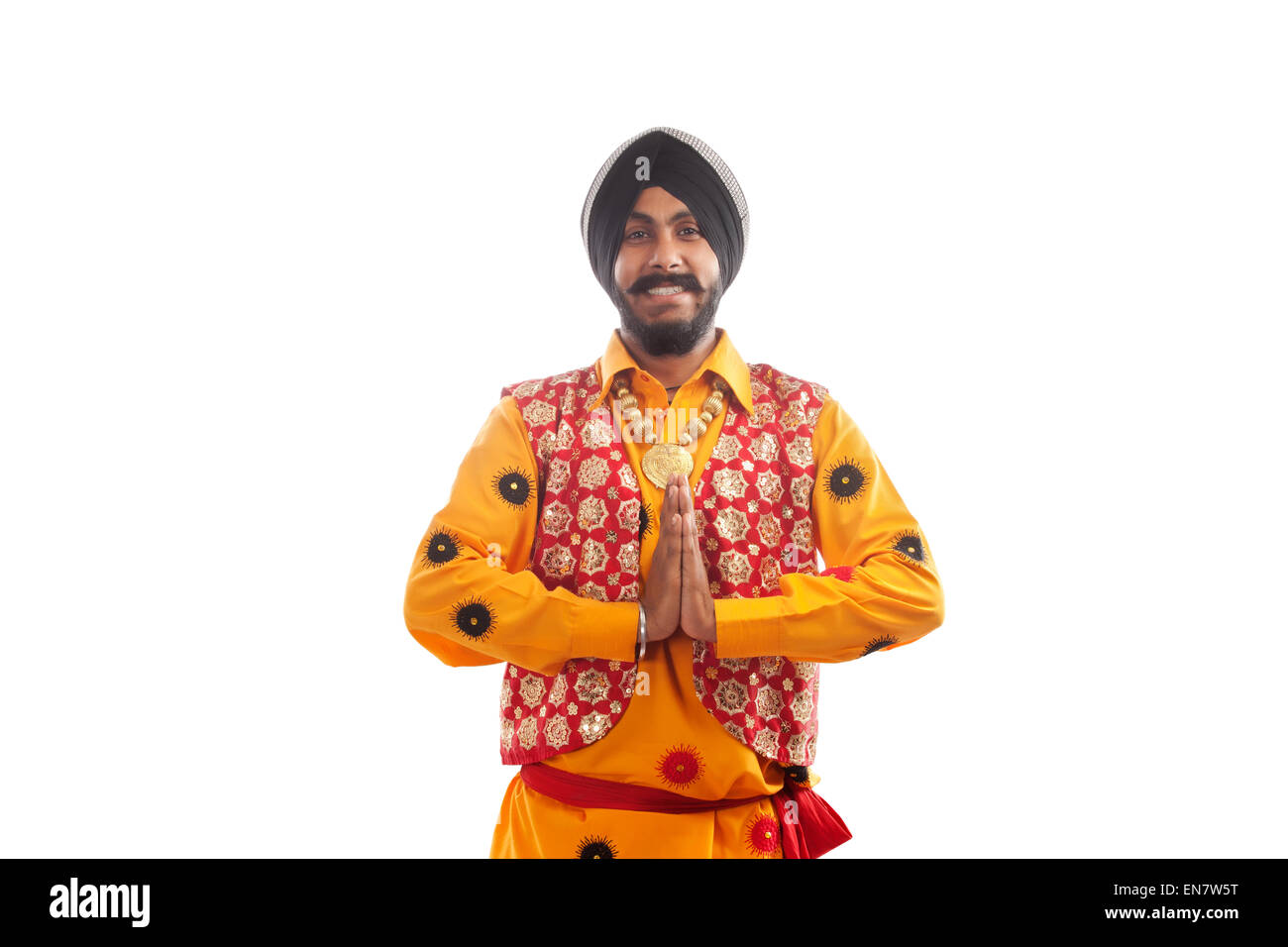 Portrait of a Sikh man greeting Stock Photo - Alamy