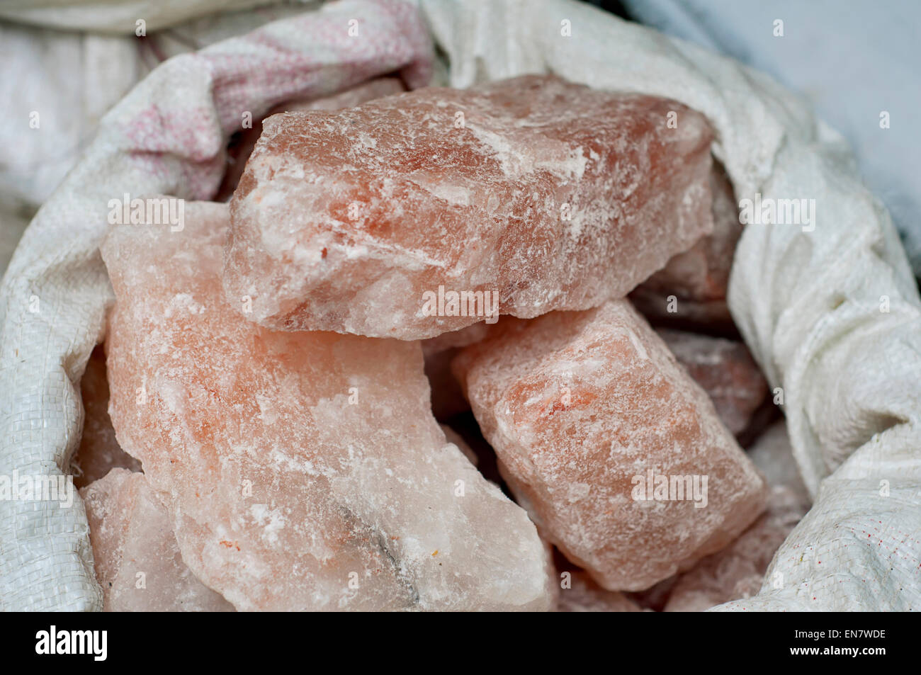 Sack of pink salt for sale at the market Stock Photo - Alamy