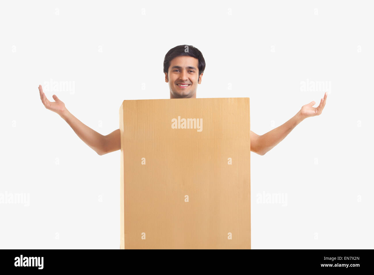 A smiling man in a box Stock Photo - Alamy