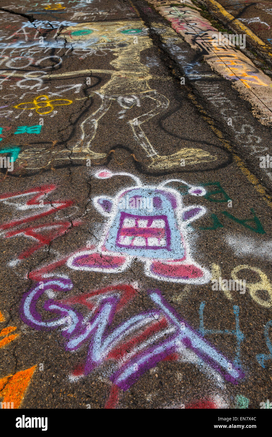 Old Route 61 or Graffiti Highway in Centralia, Pennsylvania where a ...