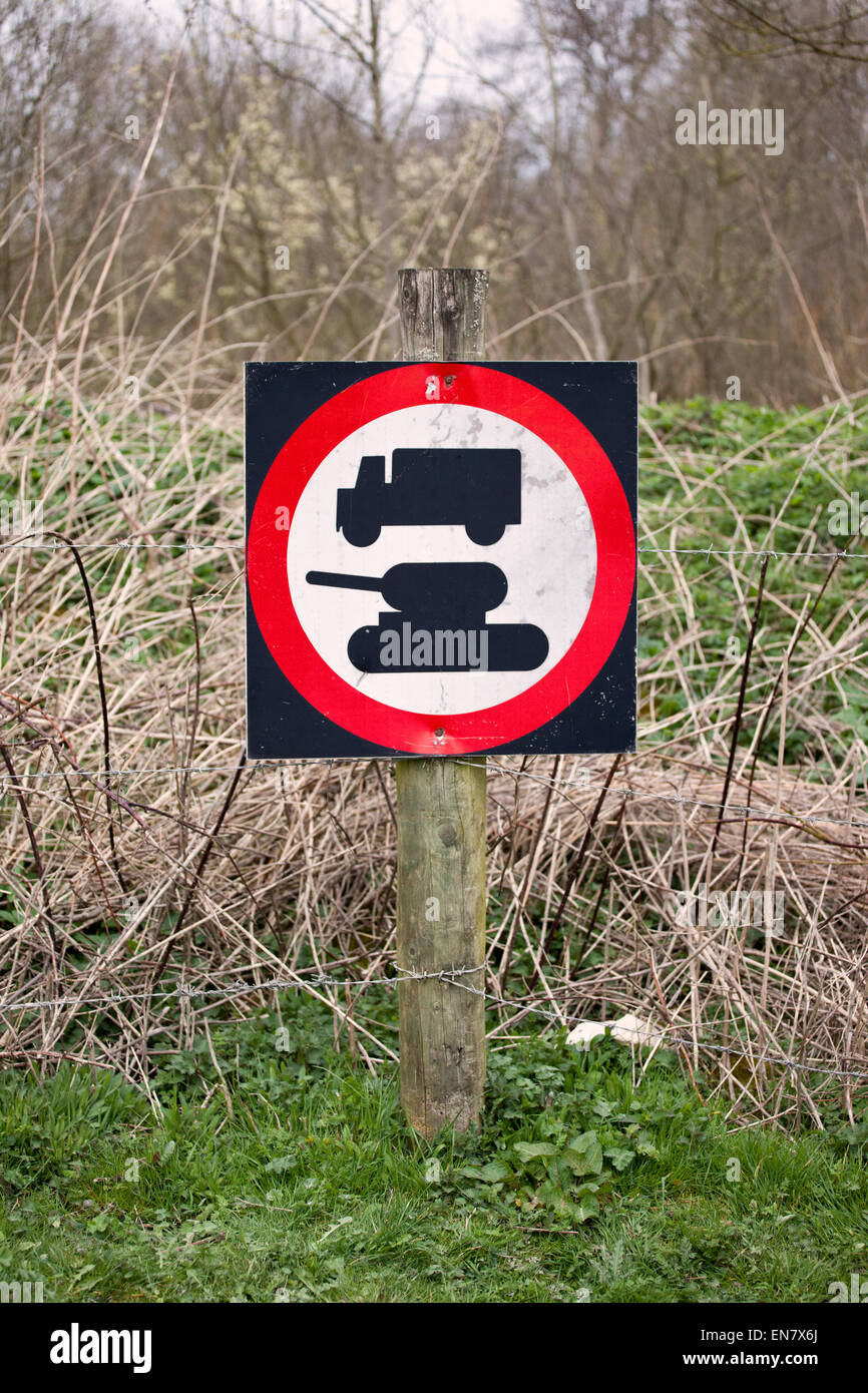 Military road sign near the village of Imber, Salisbury Plain ...