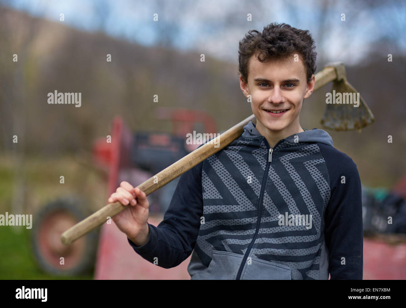 Boy with hoe hi-res stock photography and images - Alamy