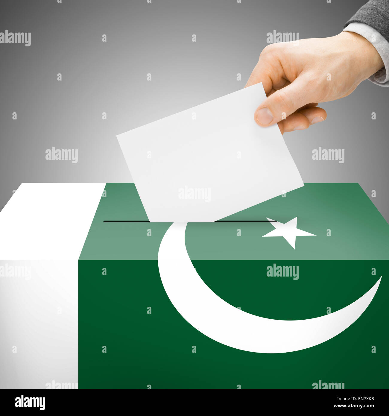 Ballot box painted into national flag colors - Pakistan Stock Photo - Alamy