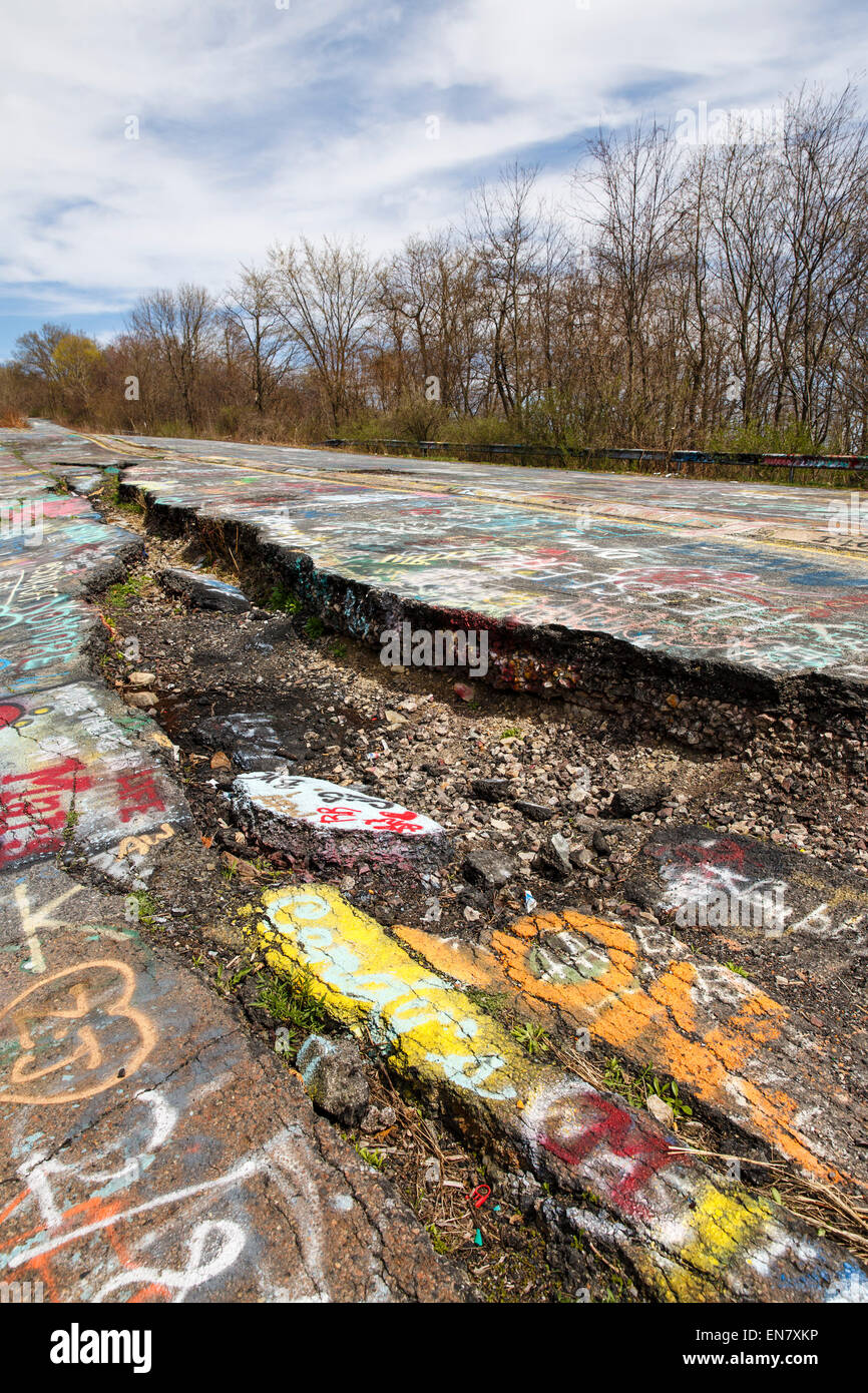 Subsidence cracks on Route 61 or Graffiti Highway in Centralia, PA ...
