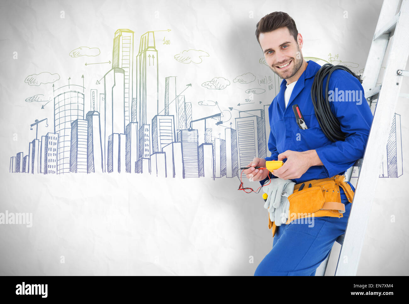 Construction worker holding ladder hi-res stock photography and images ...