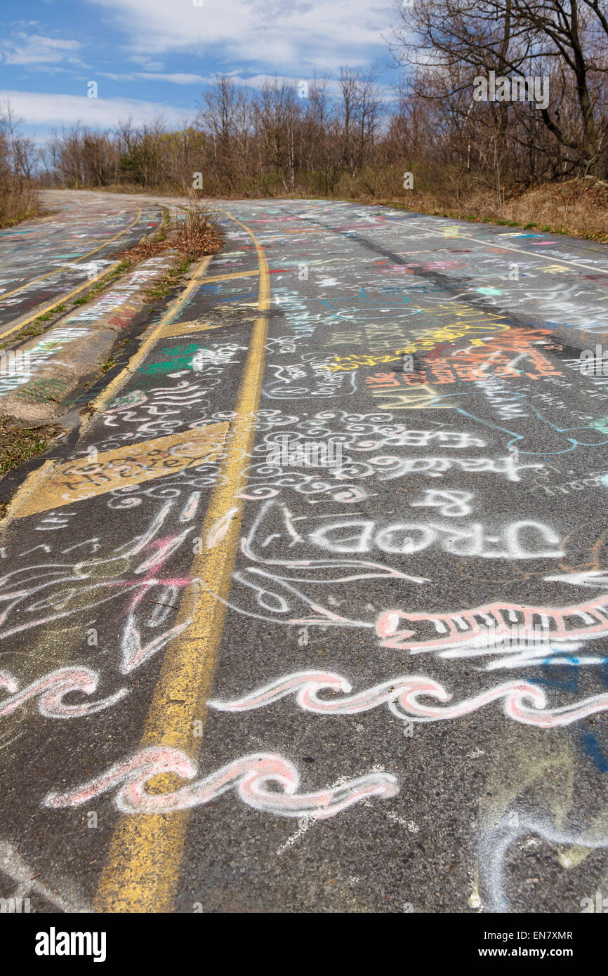 Old Route 61 or Graffiti Highway in Centralia, Pennsylvania where a ...