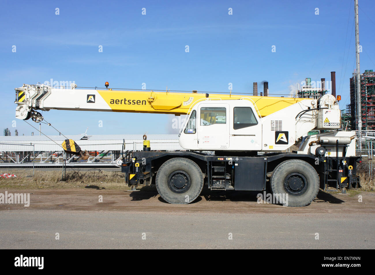 The GR-300EX TADANO FAUN crane, operated by Aertssen, is seen working ...