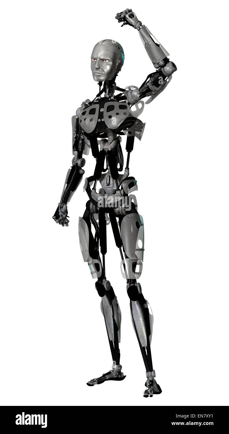 3D digital render of a male cyborg isolated on white background Stock ...