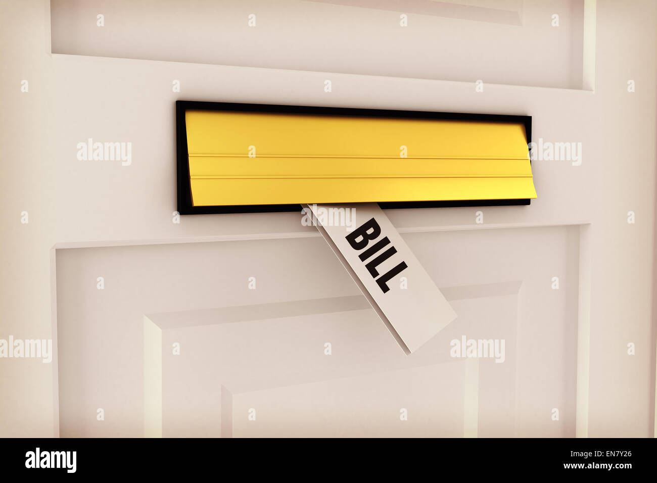 Bill against letter through post box Stock Photo - Alamy