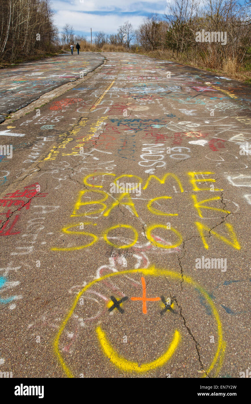Old Route 61 or Graffiti Highway in Centralia, Pennsylvania where a ...