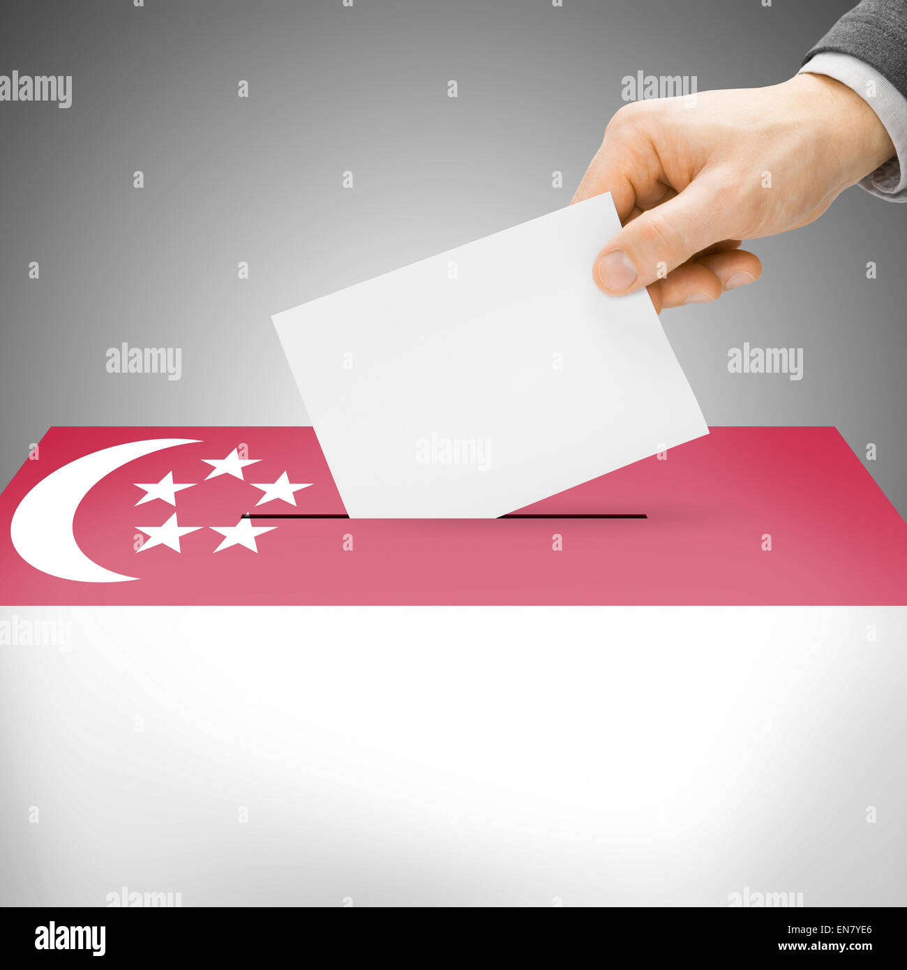 Ballot box painted into national flag colors - Singapore Stock Photo ...