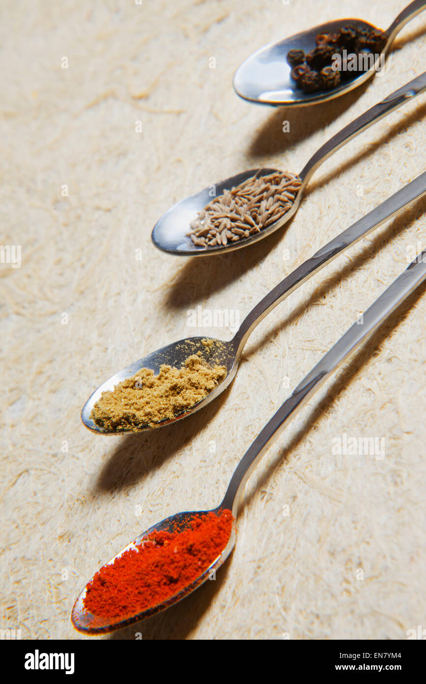 Spoons with indian spices hi-res stock photography and images - Alamy