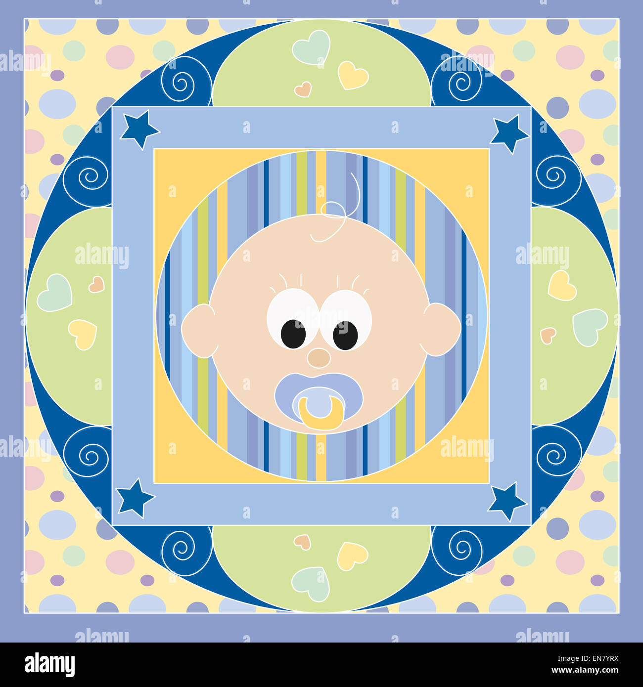 illustration with a card for newborn boy Stock Photo - Alamy