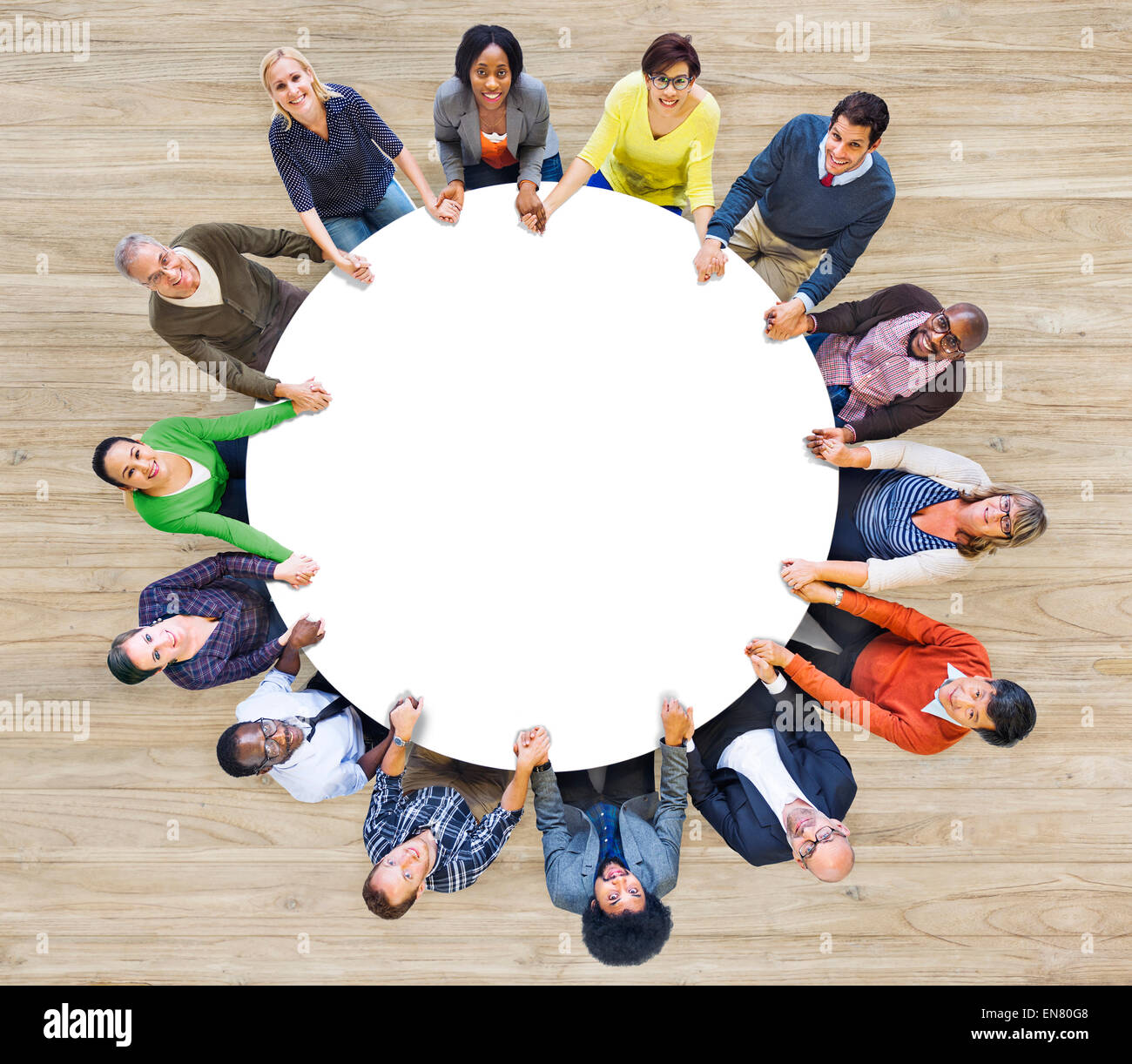 Aerial view multiethnic people forming hi-res stock photography and ...