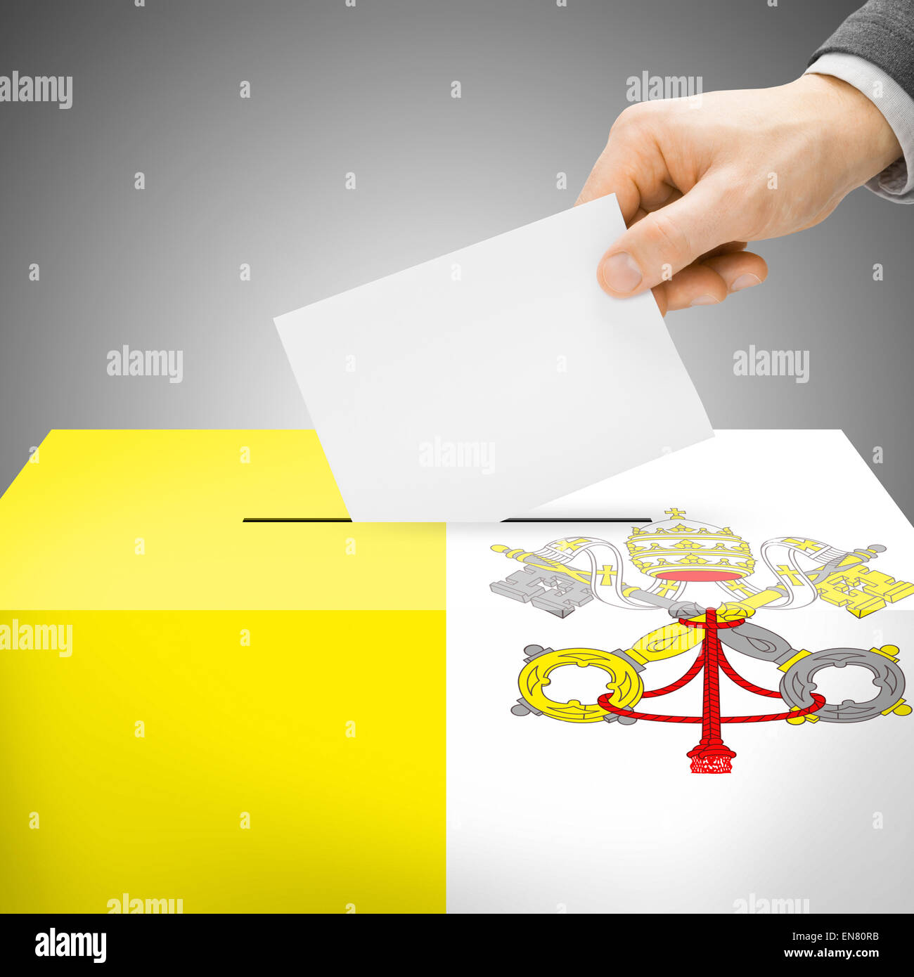 Ballot box painted into national flag colors - Vatican City Stock Photo ...