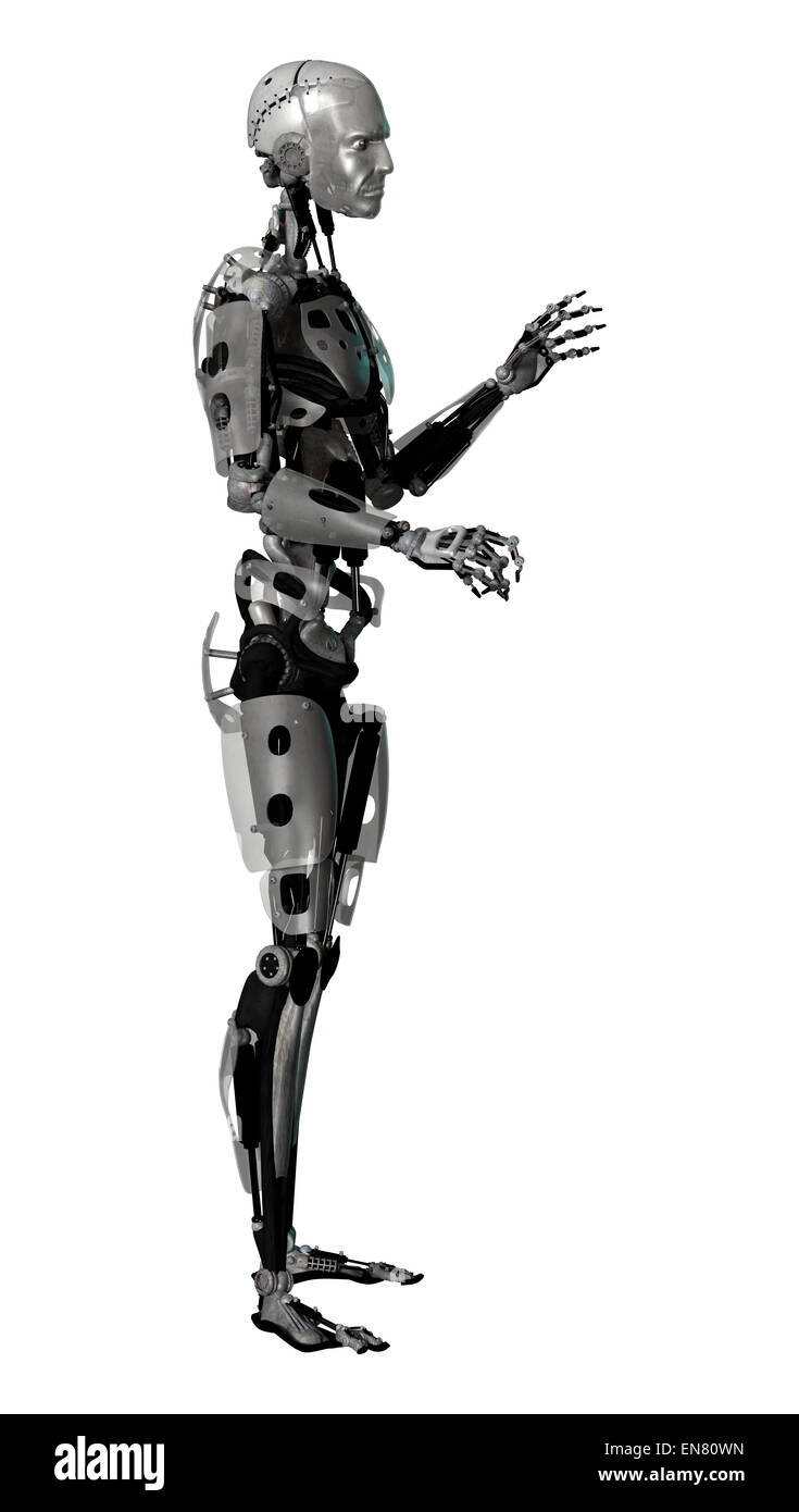 3D digital render of a male cyborg isolated on white background Stock ...