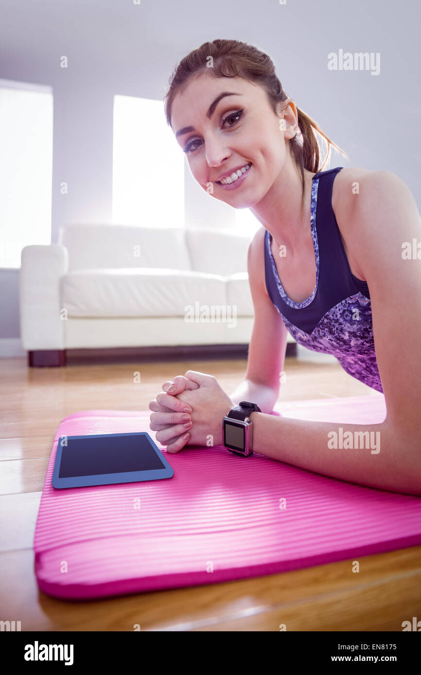 Woman doing plank exercise home hi-res stock photography and images - Alamy