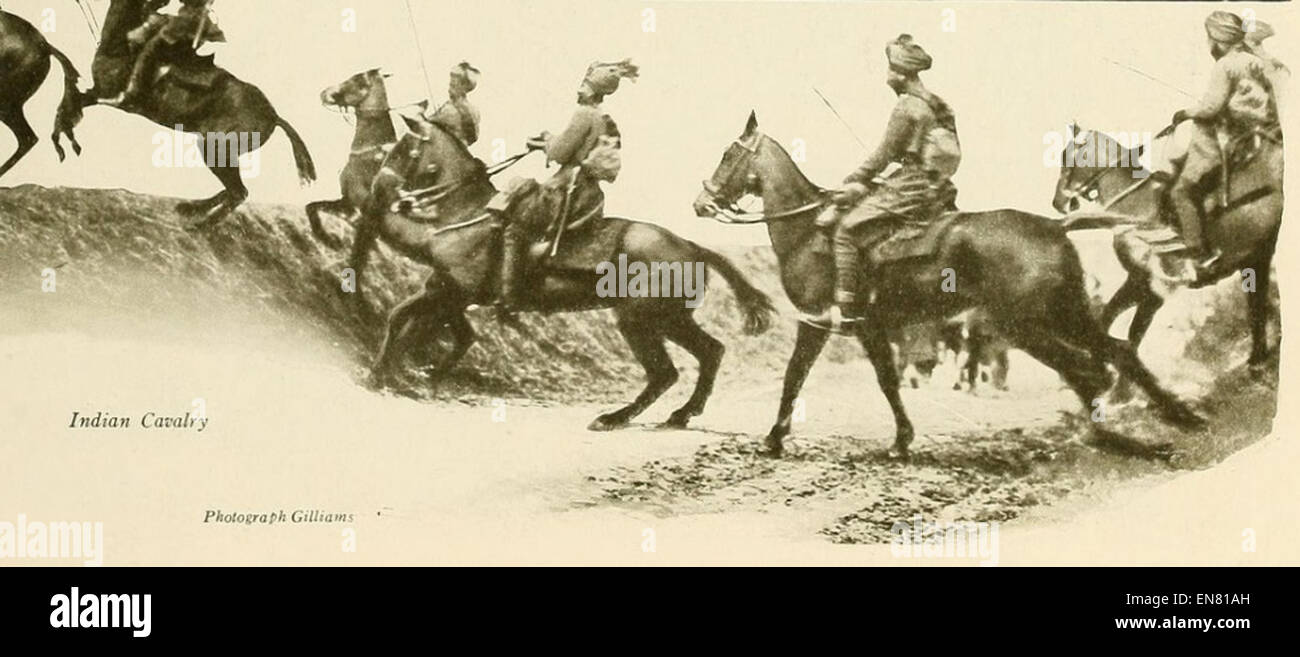 This 1919 photograph depicts the Indian Cavalry, showing soldiers in ...