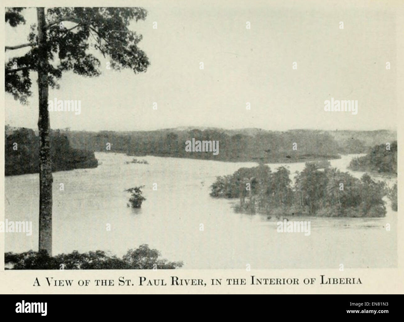 A 1922 illustration by Jones, depicting a view of the St. Paul River ...