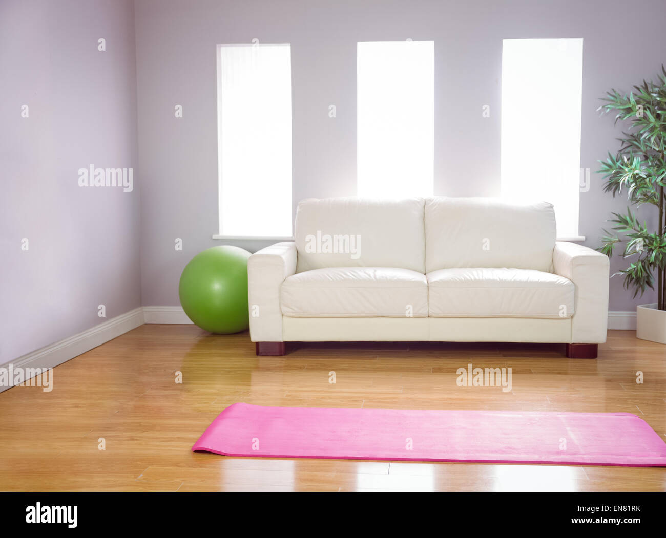 Exercise mat and ball Stock Photo - Alamy