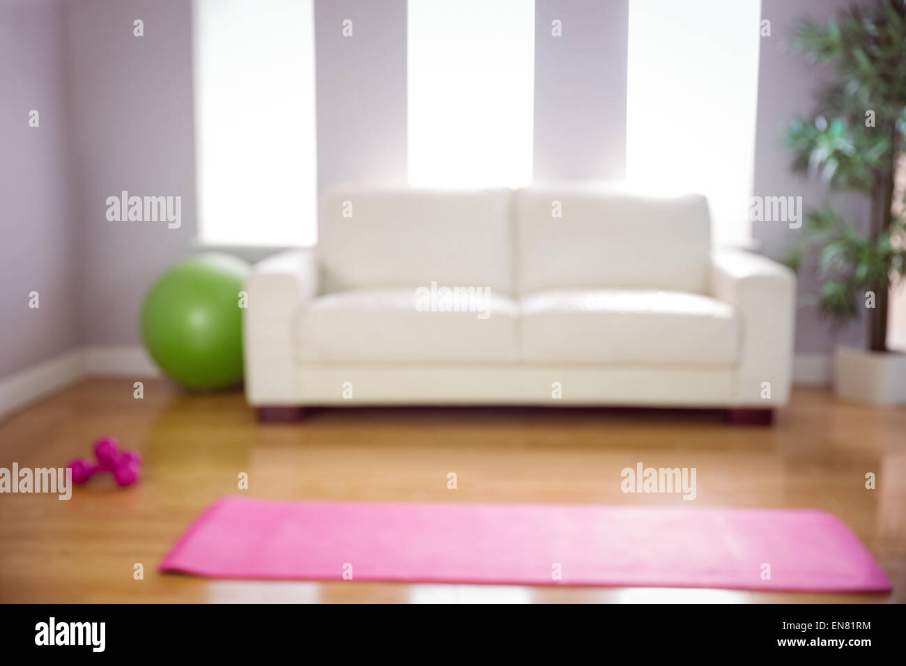 Exercise mat and ball Stock Photo - Alamy