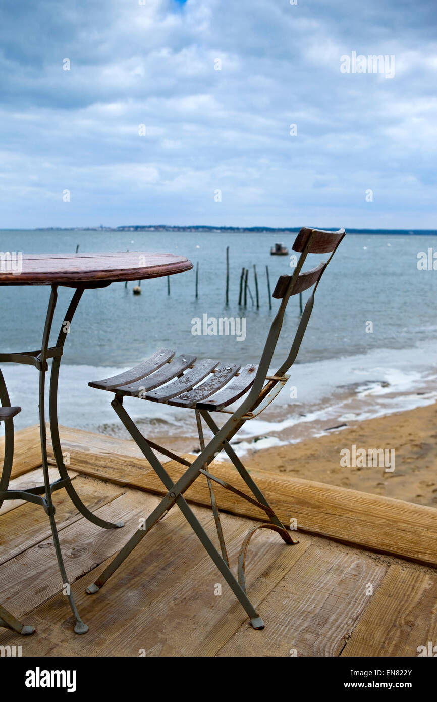Terrace facing the sea in South-West of France Stock Photo - Alamy