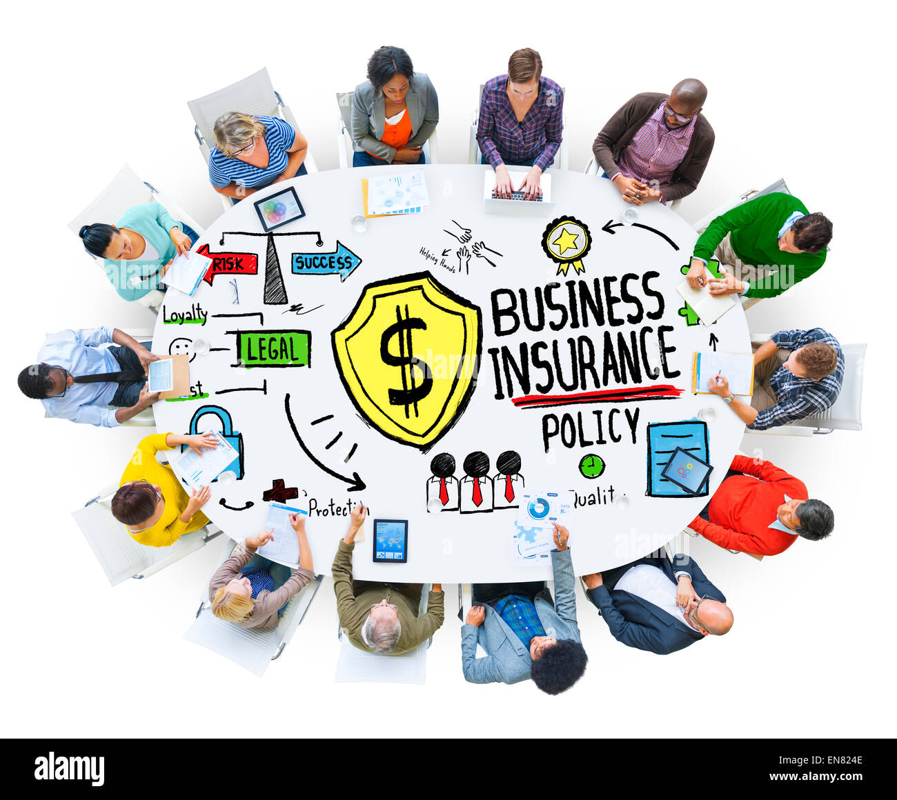 Multiethnic People Meeting Safety Risk Business Insurance Concept Stock ...