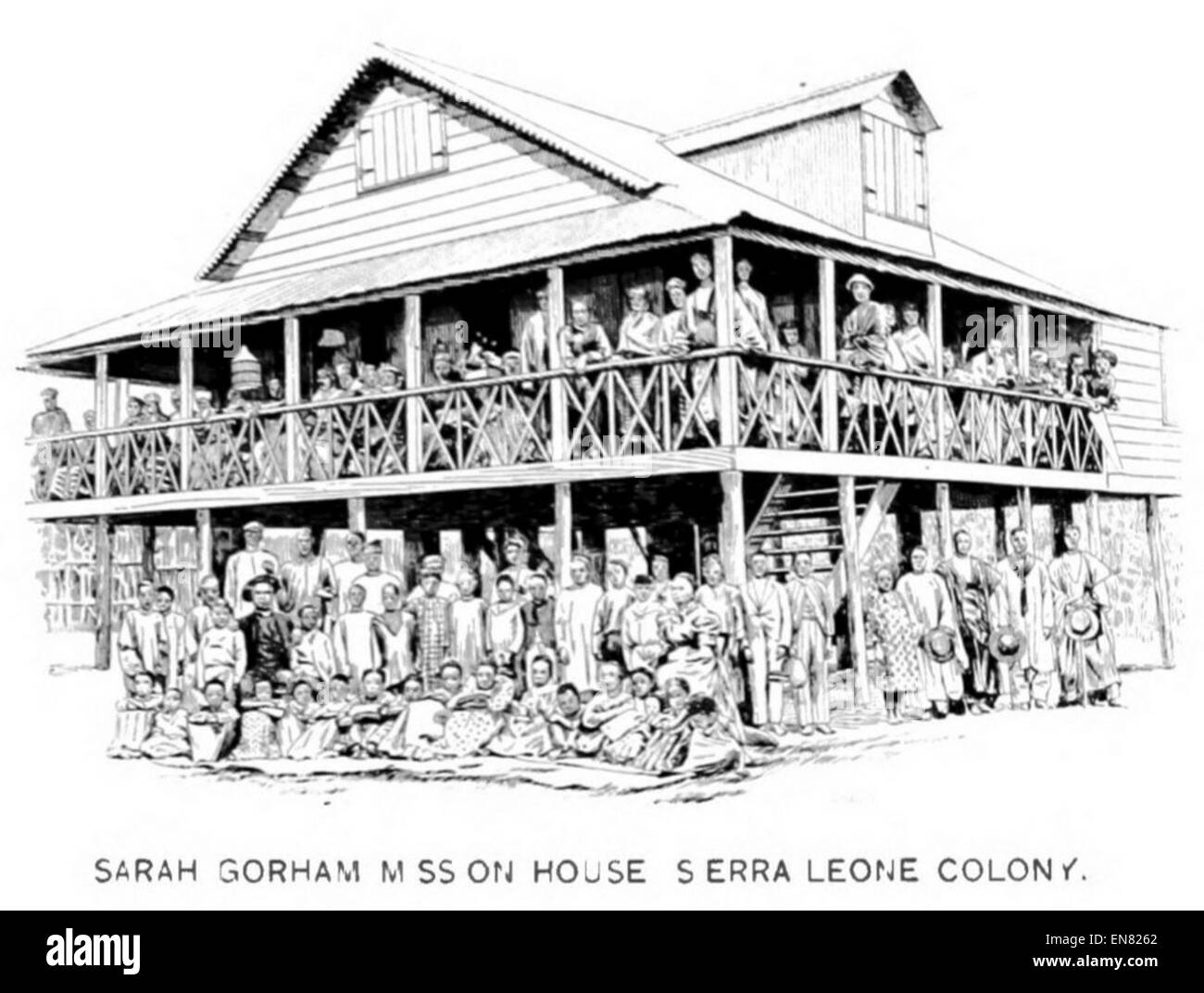 This 1899 illustration by Parks depicts the Sarah Gorham Mission House ...