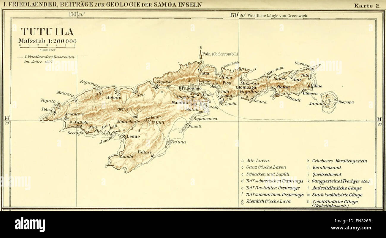 PEIP(1910) Map of Tutuila Island, Samoa Stock Photo - Alamy