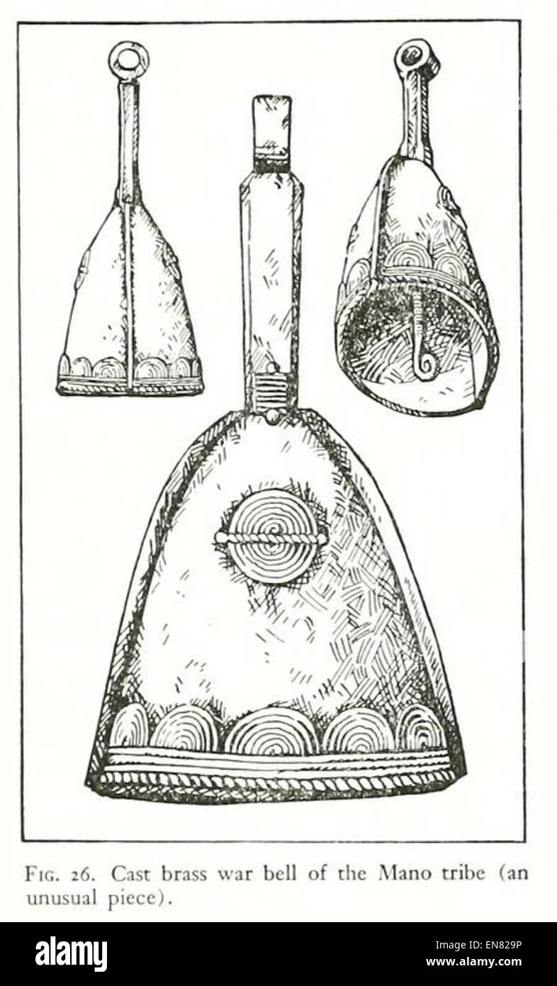 A 1947 illustration by Schwab depicting a cast brass war bell ...