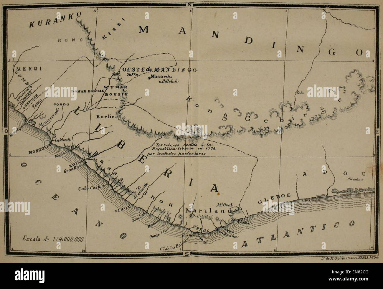 Vintage Map Of Liberia High Resolution Stock Photography and Images - Alamy