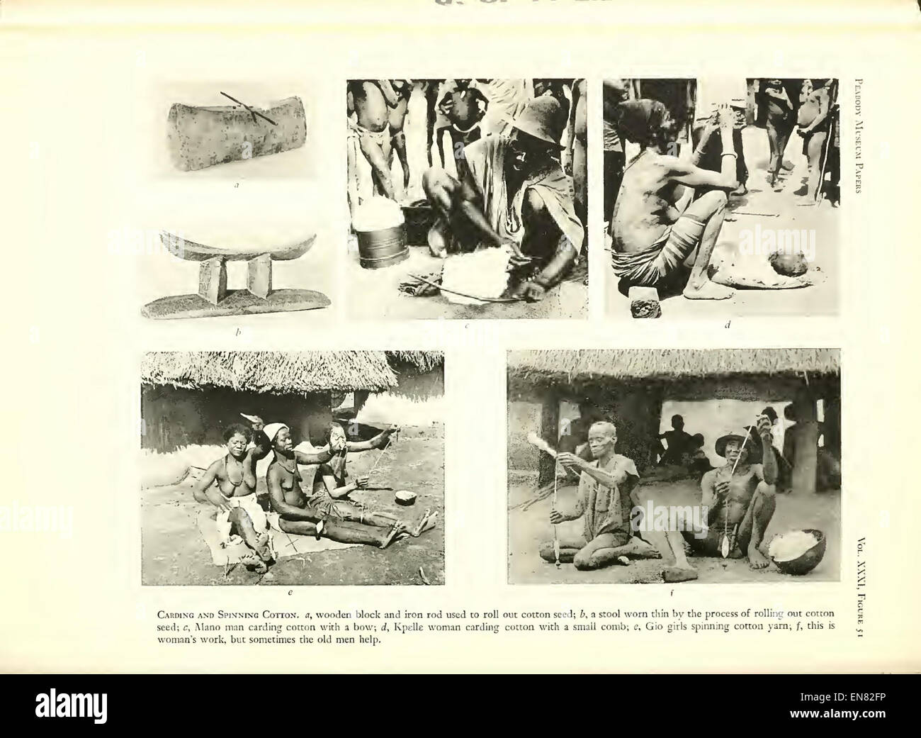 Schwab’s 1947 figure illustrates the processes of carding and spinning ...