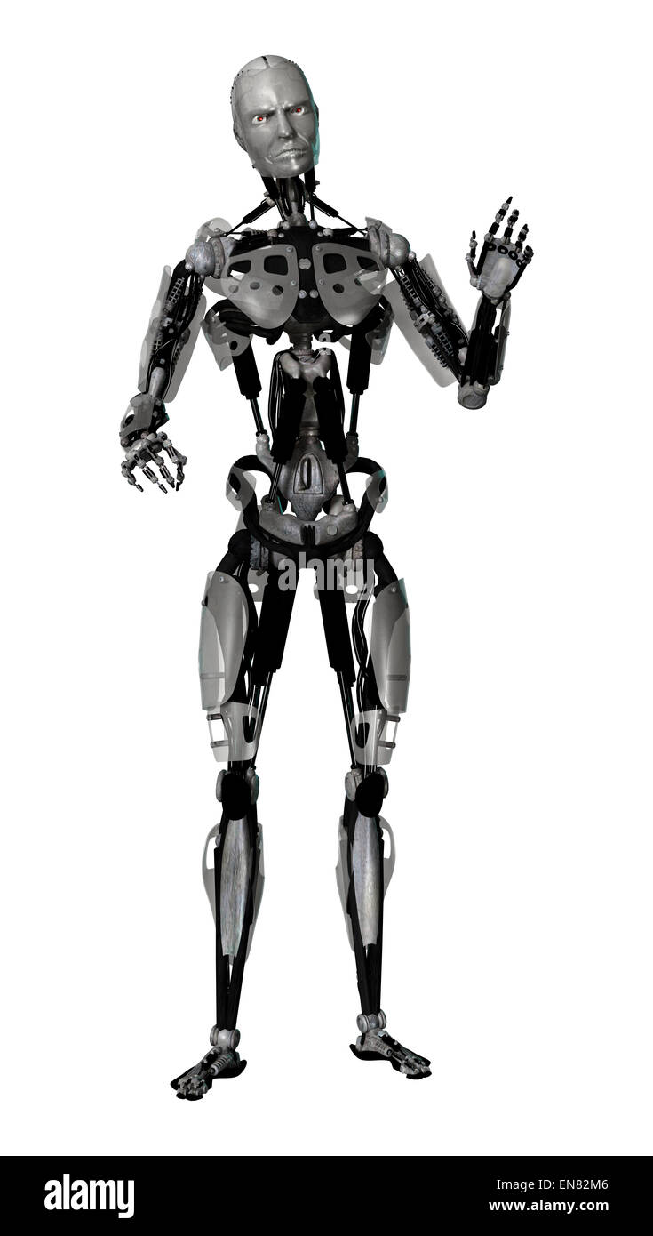 3D digital render of a male cyborg isolated on white background Stock ...
