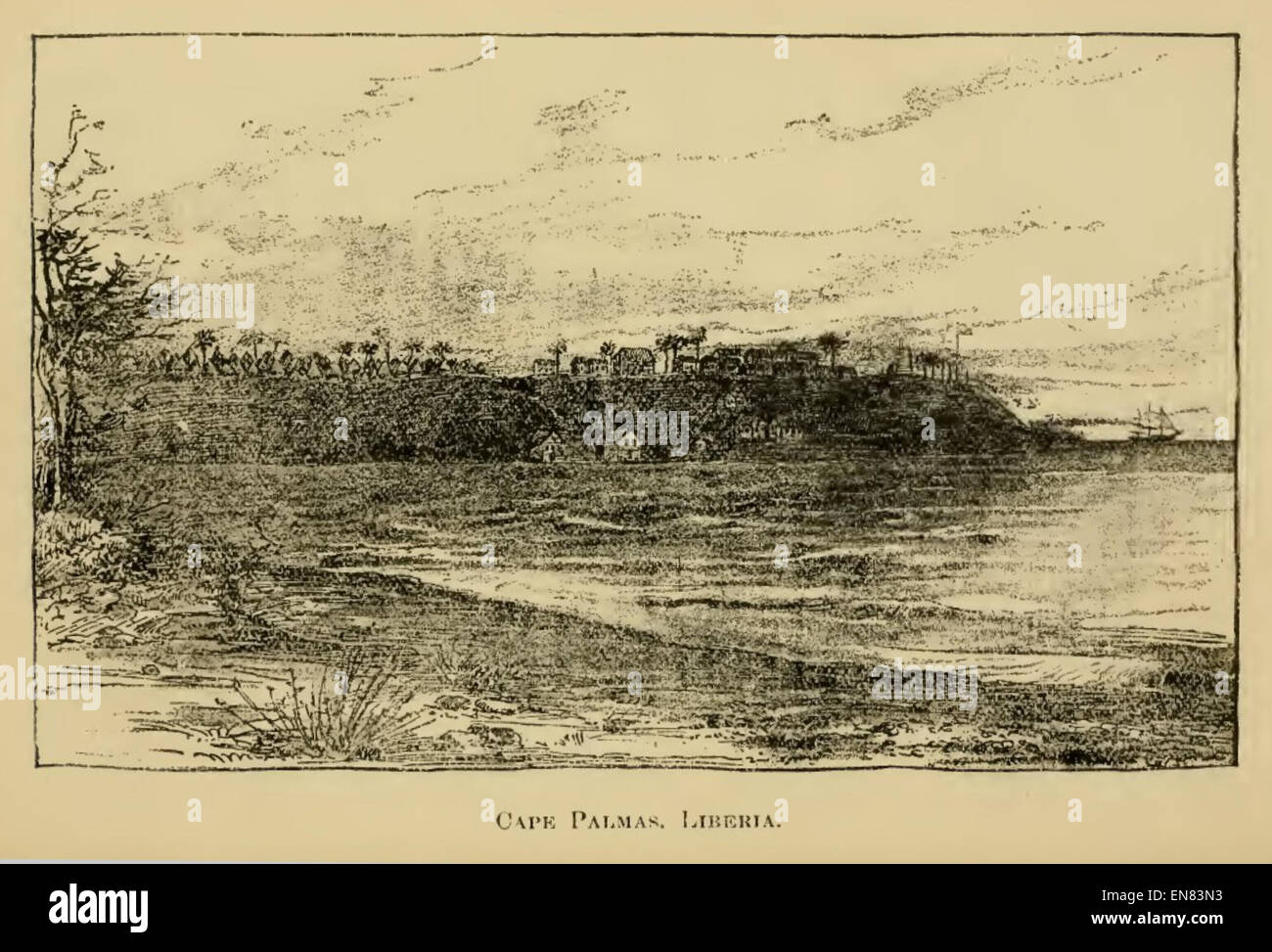 An 1893 illustration of Cape Palmas, a coastal region in Liberia ...